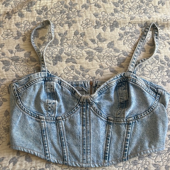 Zara | Tops | Denim Corset Tank | Poshmark